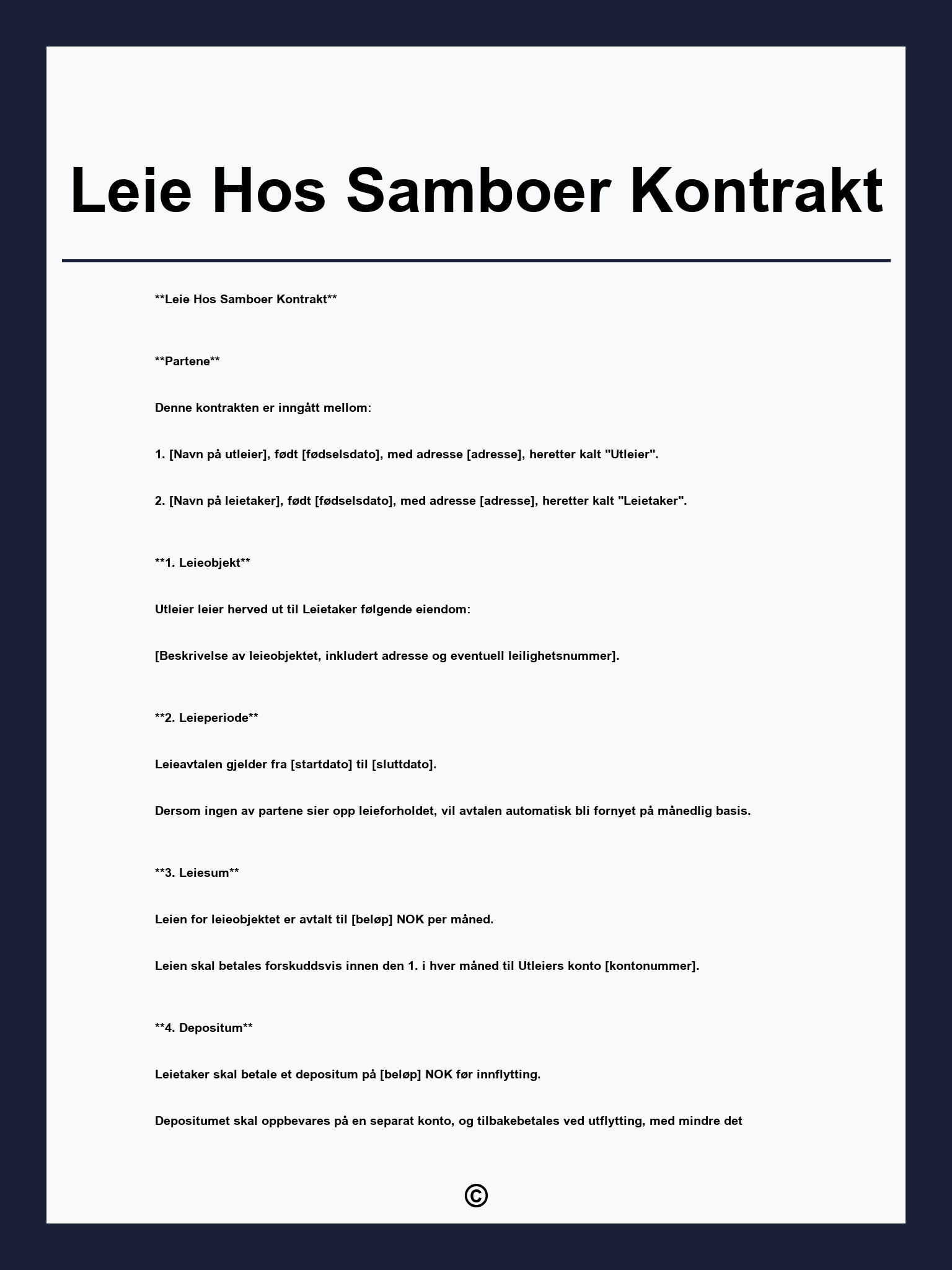 Leie Hos Samboer Kontrakt